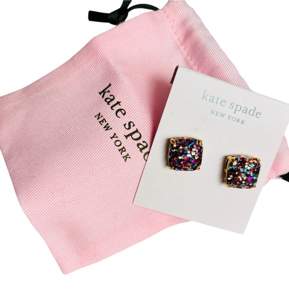 kate spade | Jewelry | Kate Spade Glitter Crystal Square Stud Earrings ...